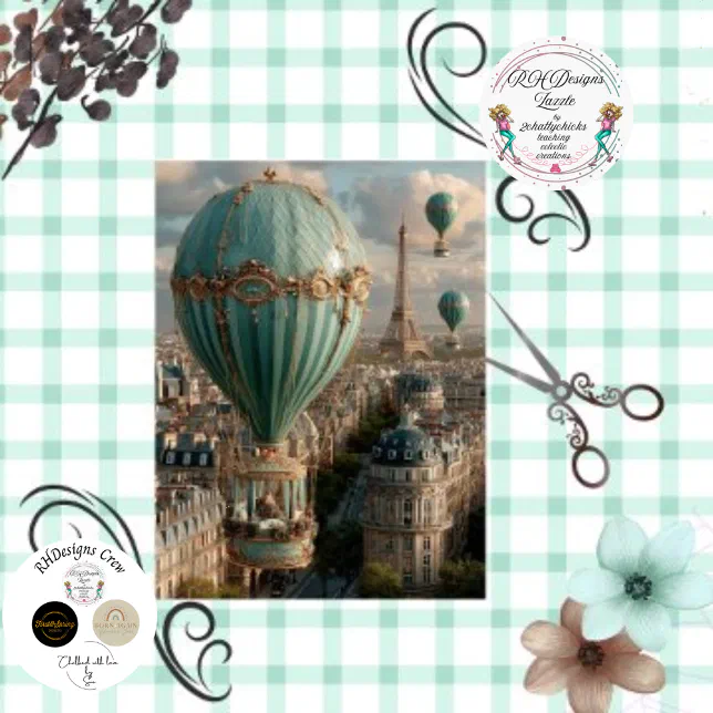 Decoupage Hot Air Balloon Eiffel Tower Scene Tissue Paper | Zazzle