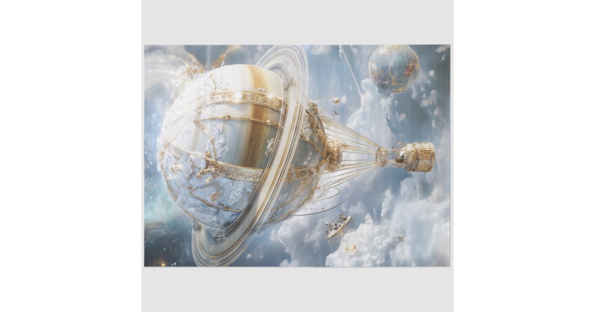 Decoupage Hot Air Balloon Looks Like Saturn Tissue Paper | Zazzle