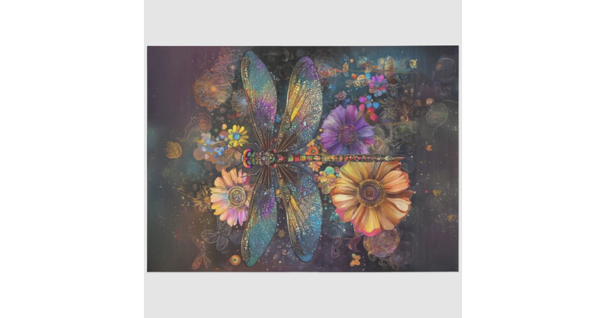 Decoupage Intricate Dragonfly Pattern Wings Tissue Paper | Zazzle