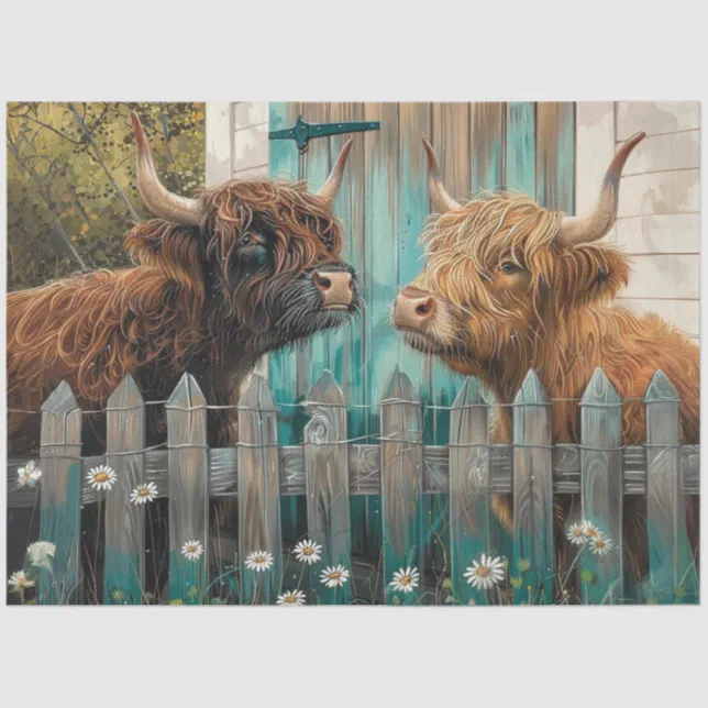 Decoupage Landscape Paper 2 Whimsical Highland Cow | Zazzle