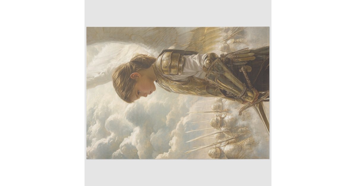 Decoupage Majestic Angelic Angel Ready for Battle Tissue Paper | Zazzle