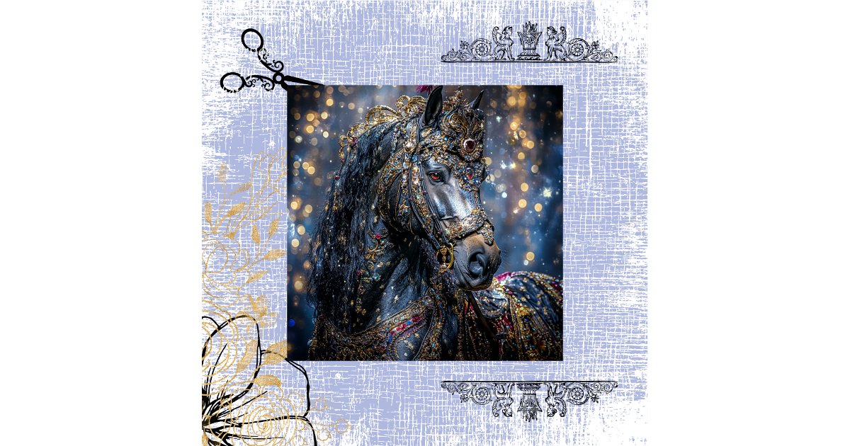 Decoupage Majestic Black Stallion Jewel Encrusted Tissue Paper | Zazzle