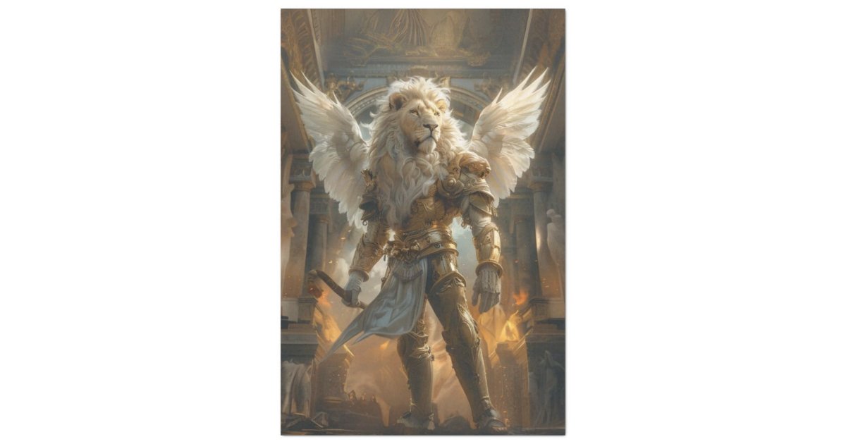 Decoupage Majestic Guardian Lion Leo Tissue Paper | Zazzle