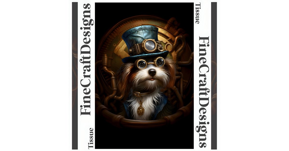 Decoupage Mousseline Steampunk Dog Faux Ink 033 Tissue Paper | Zazzle