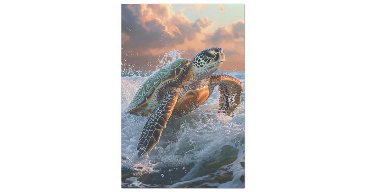 Decoupage Ocean Sea Turtle on Beach Tissue Paper | Zazzle