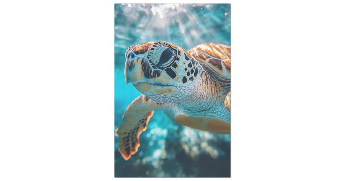Decoupage Ocean Wildlife Fred the Mad Sea Turtle Tissue Paper | Zazzle