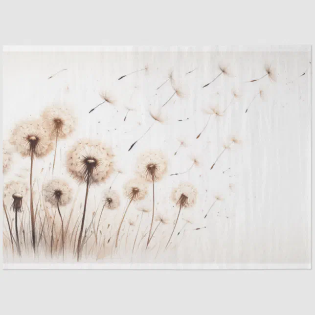 Decoupage Paper Botanical Dandelion Flowers | Zazzle