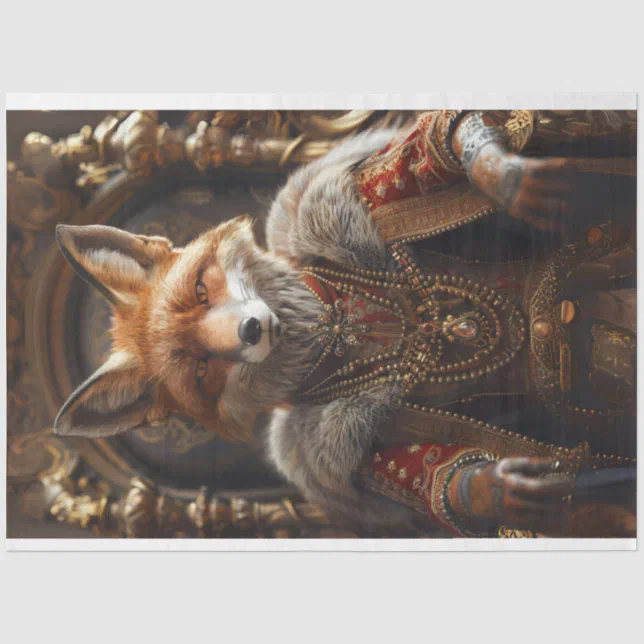 Decoupage Royal King Fox in the Henhouse Tissue Paper | Zazzle