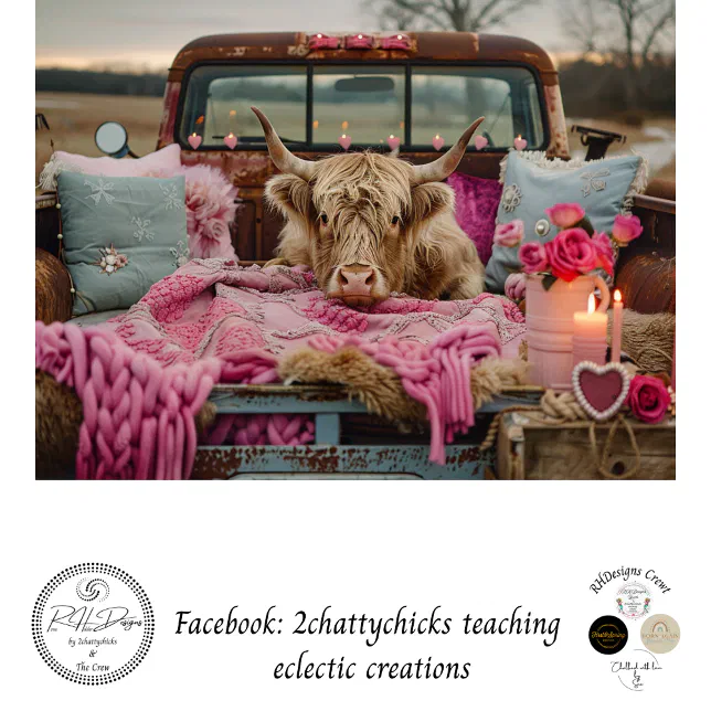 Decoupage Rusti Pink Truck Highland Valentine Tissue Paper | Zazzle