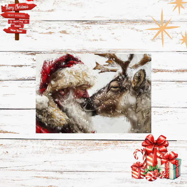 Decoupage Santa & Rudolph Christmas Bond Tissue Paper | Zazzle