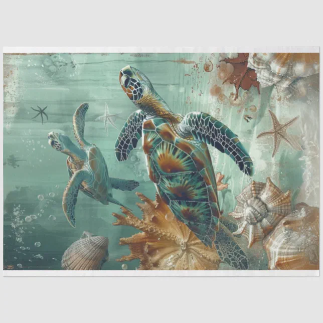 Decoupage Sea Turtle Underwater Life Tissue Paper | Zazzle