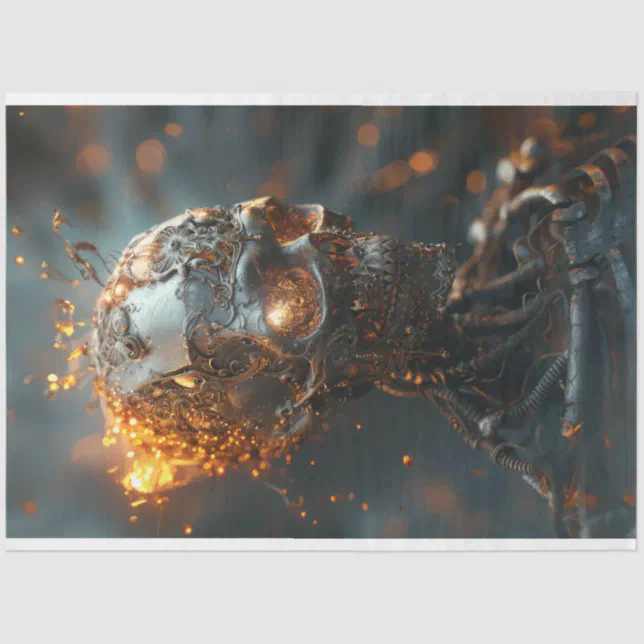 Decoupage Steampunk Skull Fantasy Tissue Paper | Zazzle