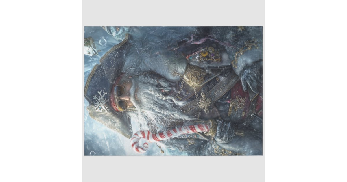 Decoupage Swashbuckling Santa Pirate Tissue Paper | Zazzle