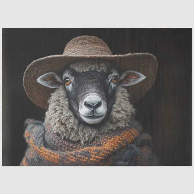 Decoupage Unique Rustic Stylish Dressed Sheep Tissue Paper | Zazzle