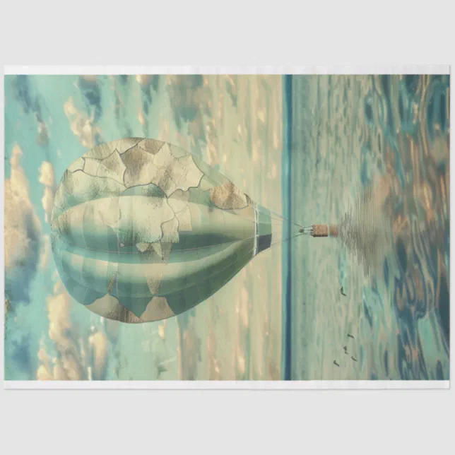 Decoupage Vintage Coastal Hot Air Balloon Blue Hue Tissue Paper | Zazzle