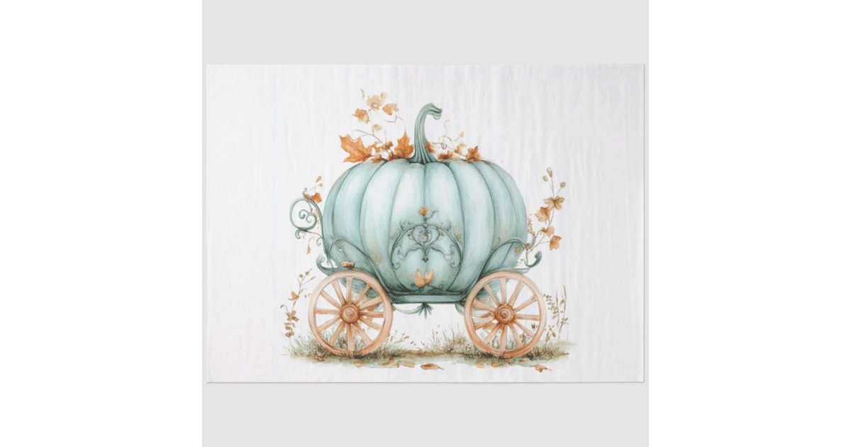 Decoupage Vintage Fairy Tale Sage Green Carriage Tissue Paper | Zazzle