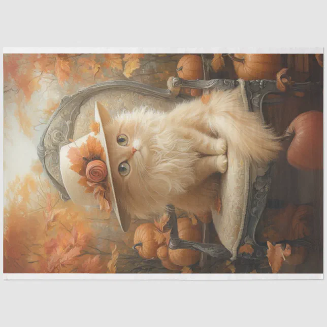 Decoupage Vintage Sophisticated Cream Colored Cat Tissue Paper | Zazzle