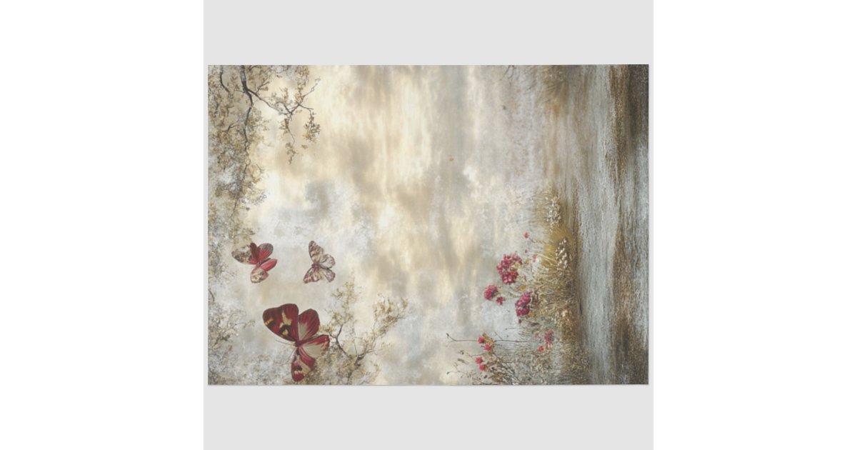 Decoupage Vintage Storybook Background Landscape Tissue Paper | Zazzle