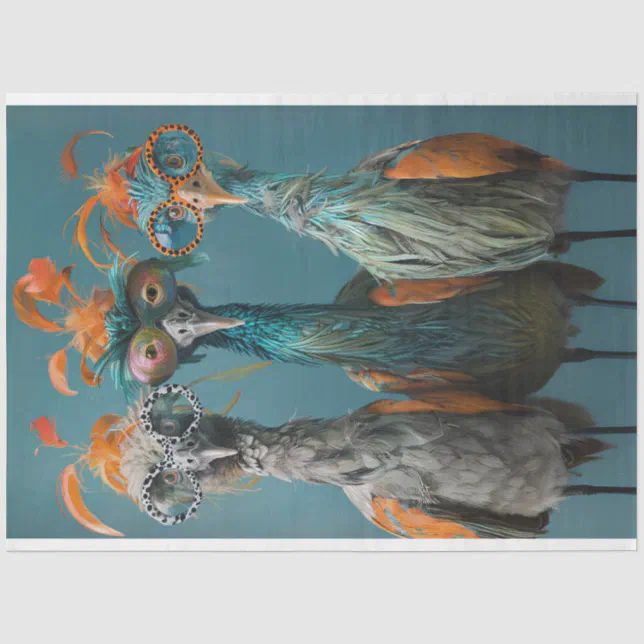 Decoupage Wackadoodle Bridge Playing Birds Tissue Paper | Zazzle