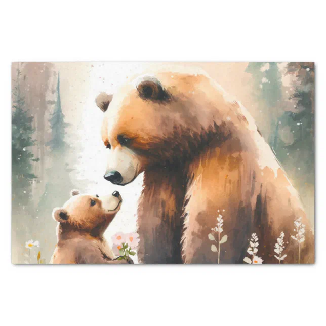 Decoupage watercolor bear lovers tissue paper | Zazzle