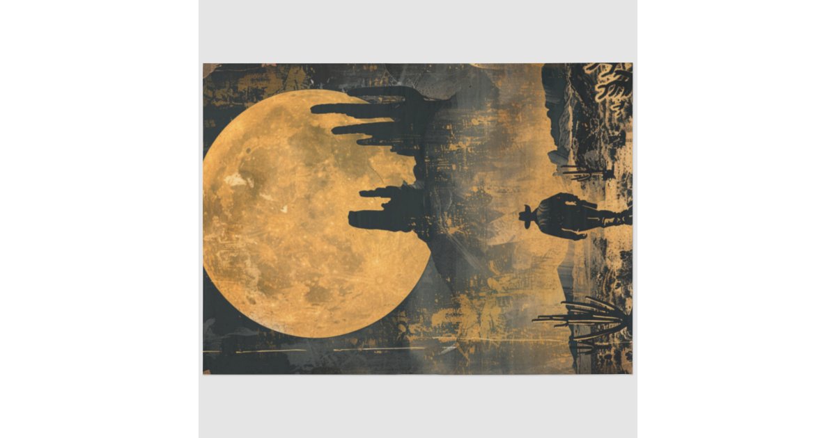 Decoupage Western Cowboy Desert Landscape Moon Tissue Paper | Zazzle