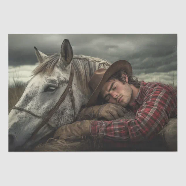 Decoupage Western Lifestyle Cowboy Horse Napping Tissue Paper | Zazzle