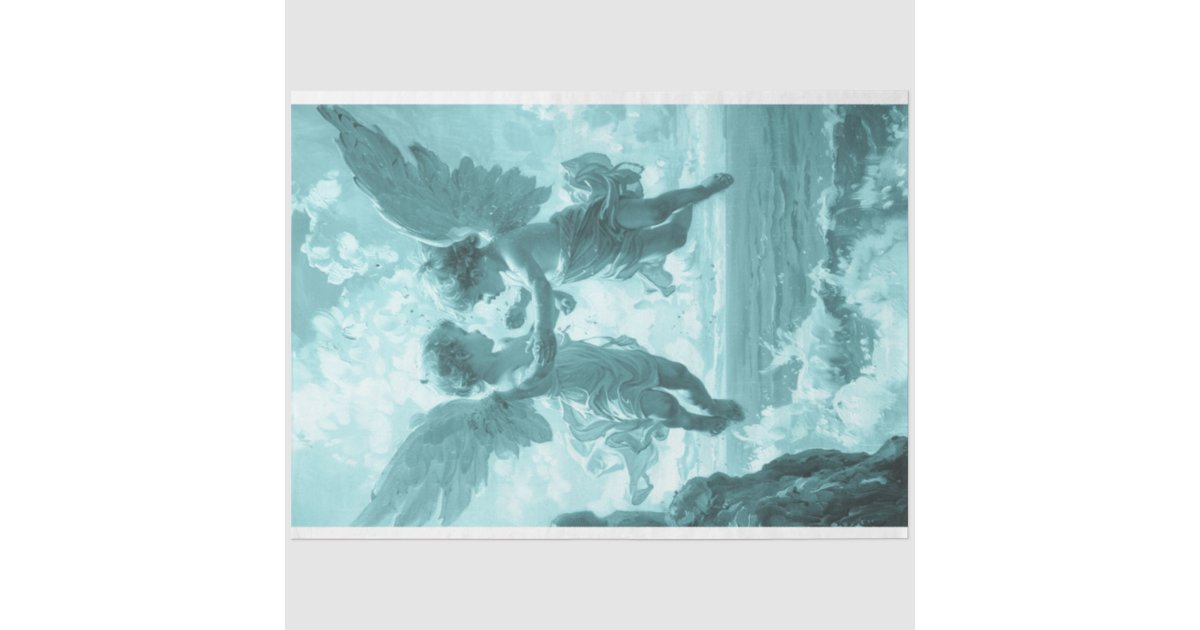 Decoupage Whimsical Cherubs Flying in the Clouds Tissue Paper | Zazzle