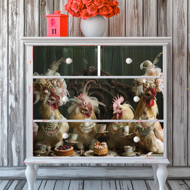 Decoupage Whimsical Farm Chickens Tea Party Tissue Paper | Zazzle