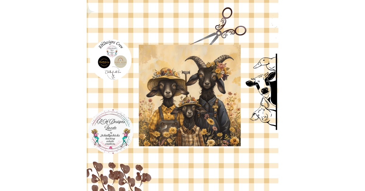 Decoupage Whimsical Goat Family Farmers Tissue Paper | Zazzle