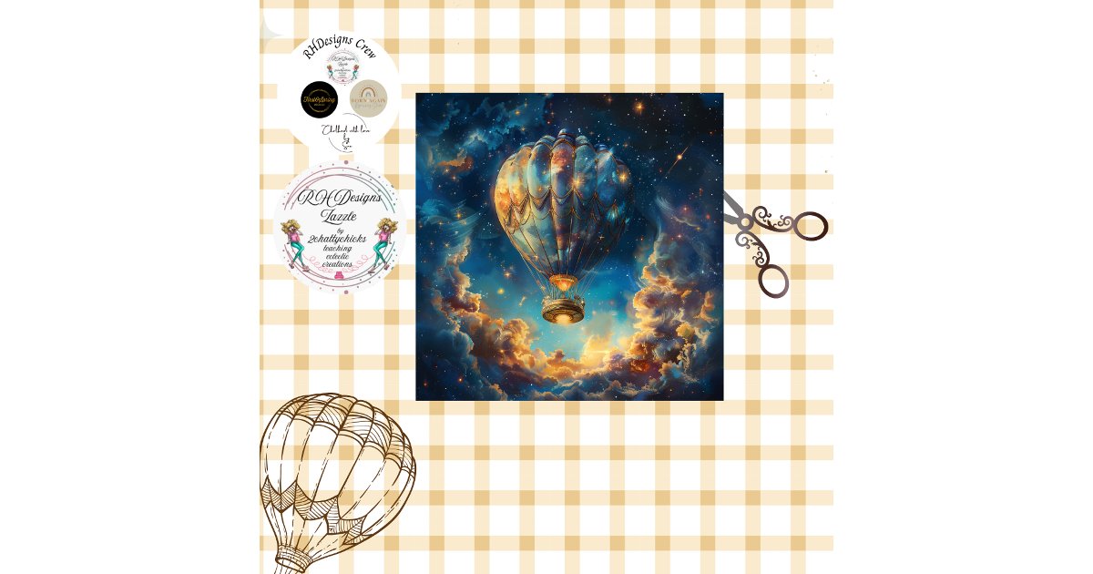 Decoupage Whimsical Night Sky Hot Air Balloon Tissue Paper | Zazzle