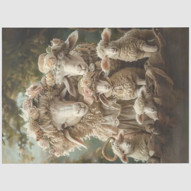 Decoupage Whimsical Sheep Family on the Farm Tissue Paper | Zazzle