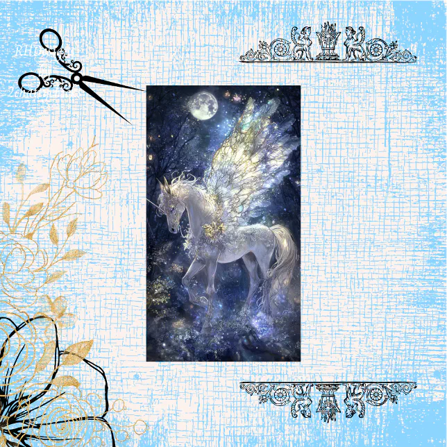 Decoupage Whimsical Unicorn Crystal Wings Tissue Paper | Zazzle