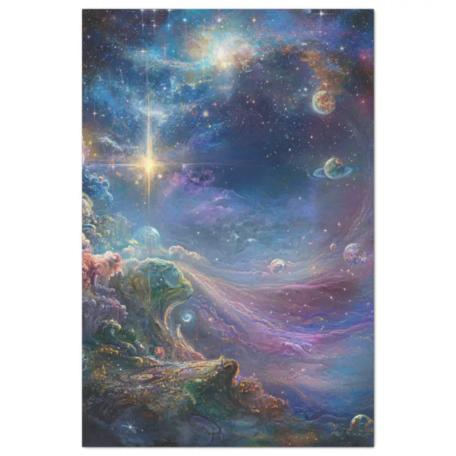 Decoupage Whimsical Vibrant Landscape Terrains Tissue Paper | Zazzle