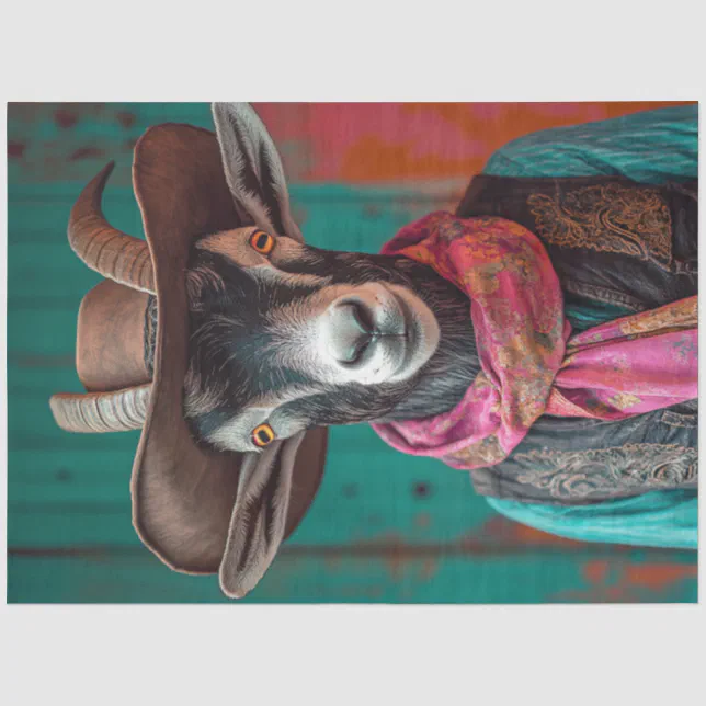 Decoupage Whimsical Western Dressed Goat Tissue Paper | Zazzle