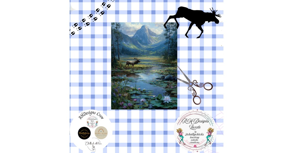 Decoupage Winter Scene Elk Hunting Tissue Paper | Zazzle