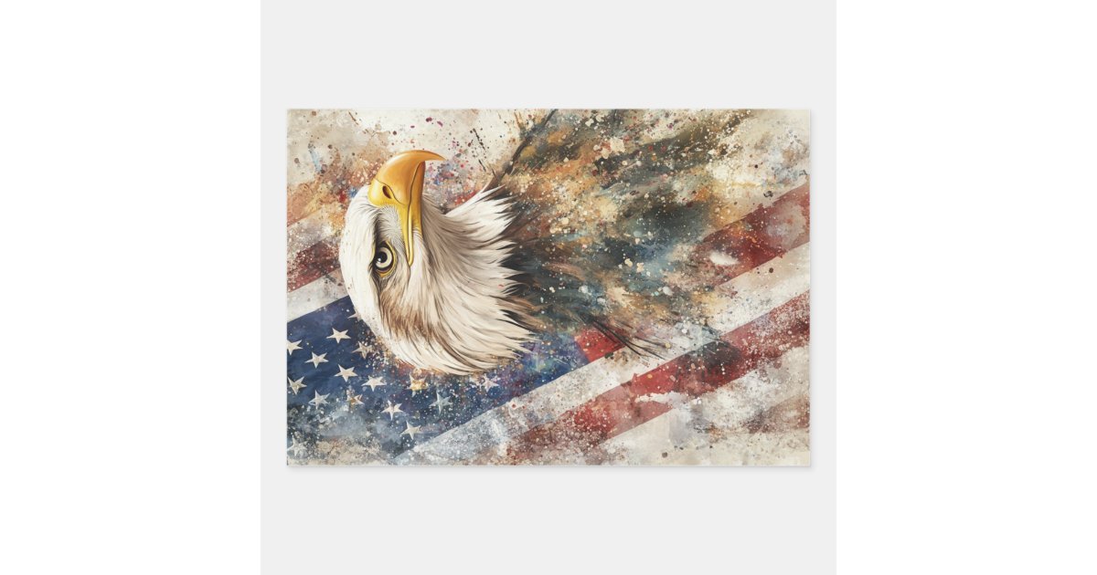 Decoupage Wrapping Paper American Flag Eagle | Zazzle