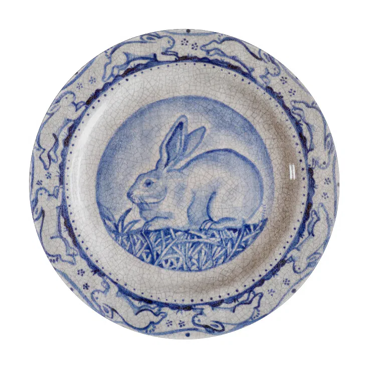 "Dedham Blue" & White Rabbit Design Cutting Board | Zazzle