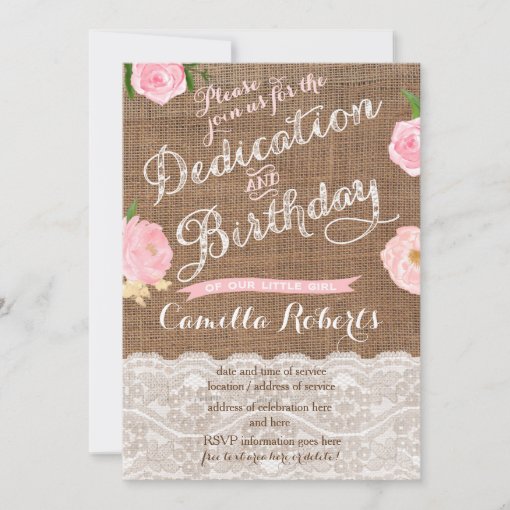Dedication and Birthday Party Invite Card for girl | Zazzle