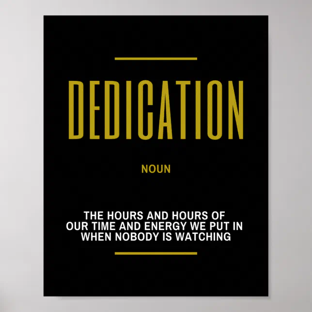 Dedication Inspirational Quote On Success Poster | Zazzle