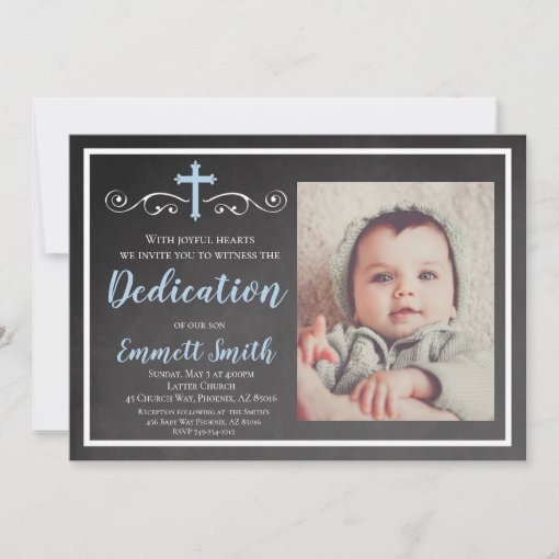 Dedication Invitation, Chalkboard, Boy, Dedicate Invitation | Zazzle