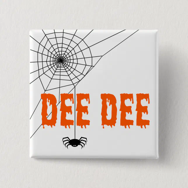 Dee Dee Orange Dripping Font Spider Web Button | Zazzle