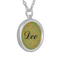 Dee name cursive with abstract art background silver plated necklace ...