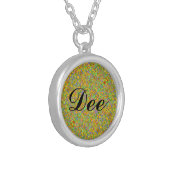 Dee name cursive with abstract art background silver plated necklace ...