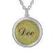 Dee name cursive with abstract art background silver plated necklace ...