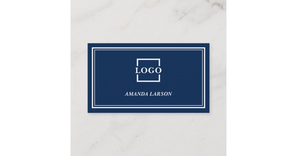 Deep Blue Background And White Frame Business Card | Zazzle
