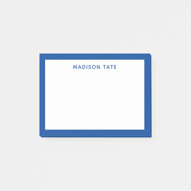 Deep Blue Border Modern Monogram Professional Post-it Notes | Zazzle