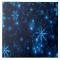 Deep Blue & Bright Snowflakes Ceramic Tile | Zazzle