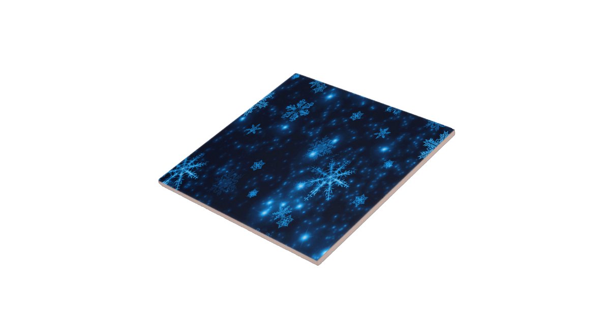 Deep Blue & Bright Snowflakes Ceramic Tile | Zazzle
