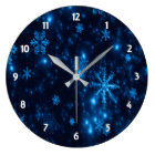 Snowy Pine Snowflake Christmas Large Clock | Zazzle.com
