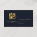 Deep Blue Gold Agate Marble QR Code Business Card | Zazzle